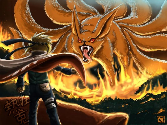 Nine Tailed Fox Vs Minato - 2560x1920 Wallpaper - teahub.io