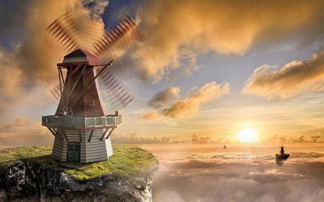 Wallpaper Of Building, Cloud, Floating Island, Horizon, - Horizon ...