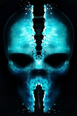 Skull Glow Wallpaper - Hd Black And Blue Skull - 640x960 Wallpaper ...