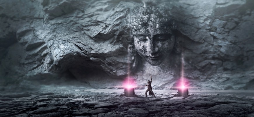 Giant Stone Face Drawing Fantasy - 1280x588 Wallpaper - teahub.io