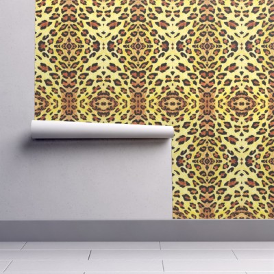 Yellow Study Table Printed Wallpaper Display Shelves - Wall - 1000x667 ...