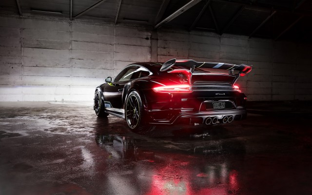 Porsche 911 Turbo Gt, Back View, Black, Supercar, Cars - Porsche 911 ...