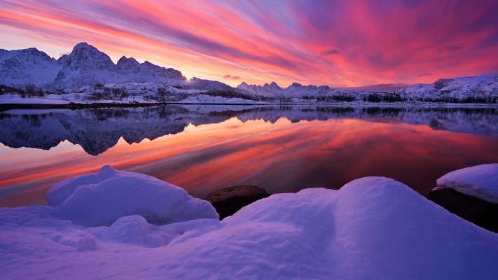 Lake, Arctic, Reflection, Snow, Sunset - Snow Sunset - 1920x1080 ...