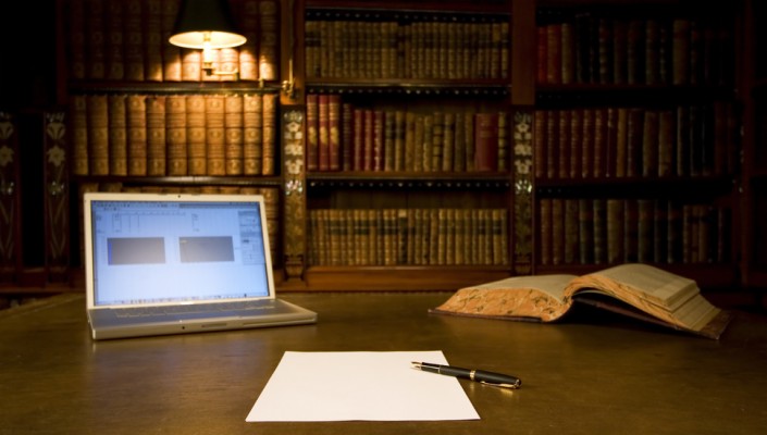 Paper, Library, The Laptop, Books, Sheet, Pen, Shelves - Writing Laptop ...