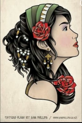 Traditional Gypsy Head Tattoo - 602x899 Wallpaper - teahub.io
