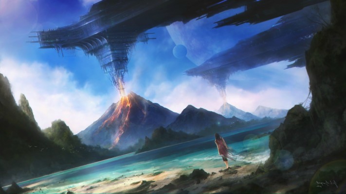 Mountain And Volcano Anime - 2560x1440 Wallpaper - teahub.io