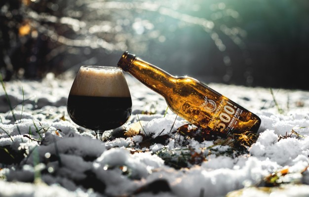 Photo Wallpaper Winter, Snow, Bottle, Beer, Drink, - Бутылка Пива В ...