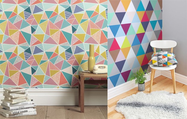 Colorful Graphic Wallpapers Wallpaper Trends - Color Block Accent Wall ...
