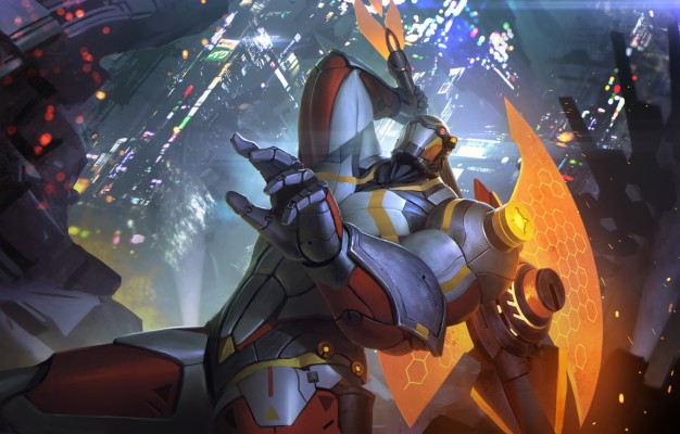 Photo Wallpaper Fiction, Art, Helmet, Armor, Axe, Cyborg, - Flex ...