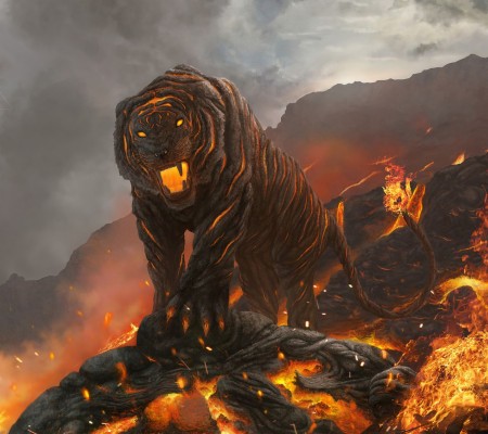 Photo Wallpaper Fire, Red, Black, Fire Tiger - Fire Tiger - 1332x850 ...