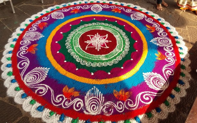 Rangoli Is A Indian Art Of Floor Decorations With Color - Circle ...