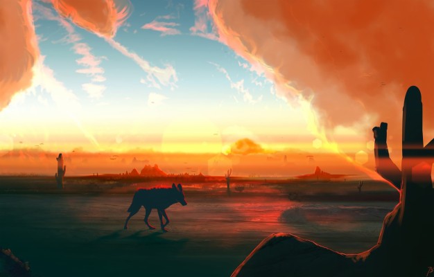 Photo Wallpaper Sunset, The Sun, Figure, Sound, Fantasy, - Fox Hd ...