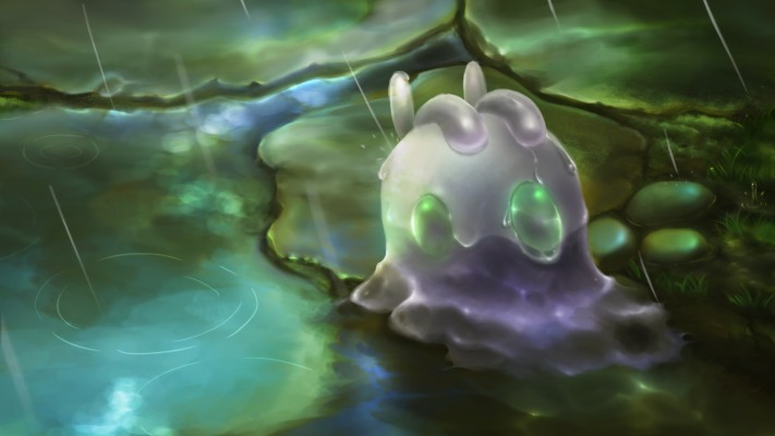 Pokemon, Goomy, Raining, Artwork - Rain Wallpaper Pokemon - 1920x1080 ...