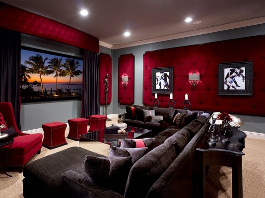 Acoustic Wallpaper For Home Theater - Theater Room Sectional Couch ...