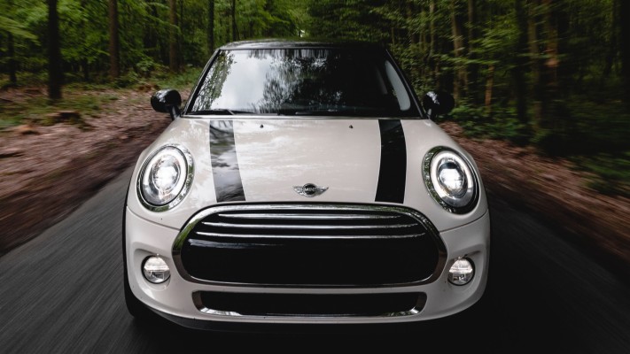 Wallpaper Mini Cooper, Car, White, Front View, Movement, - Mini Cooper ...