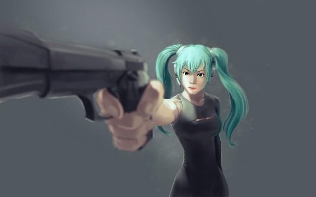 110883 - Hatsune Miku With Guns - 1800x1125 Wallpaper - teahub.io