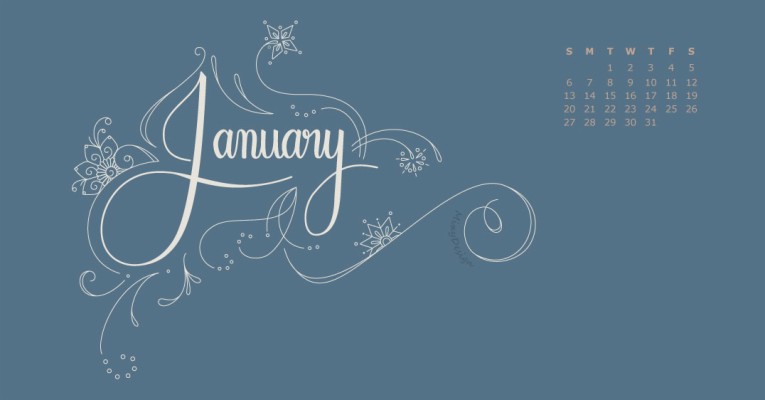 January Calendar 2019 Digital Wallpaper - Calligraphy - 1076x562 ...