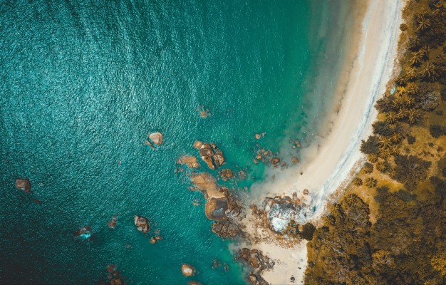 Beach, Sea Shore, Blue Water, Sea Waves, Aerial View, - Lock Screen ...