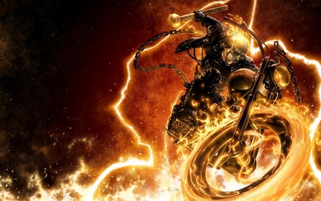 Wallpaper The Dark Background Fire Skull Chain Skeleton - Ghost Rider ...