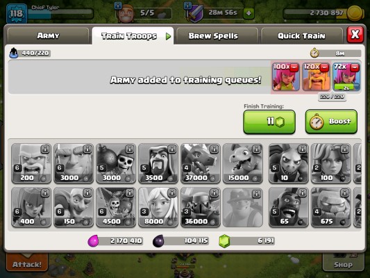 Clash Of Clans Train Two Armies - Best Army For Th6 - 2048x1536 ...