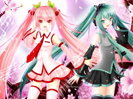 Wallpaper Hatsune Miku, Sakura Miku, Red Eyes, Pink - Hatsune Miku In ...