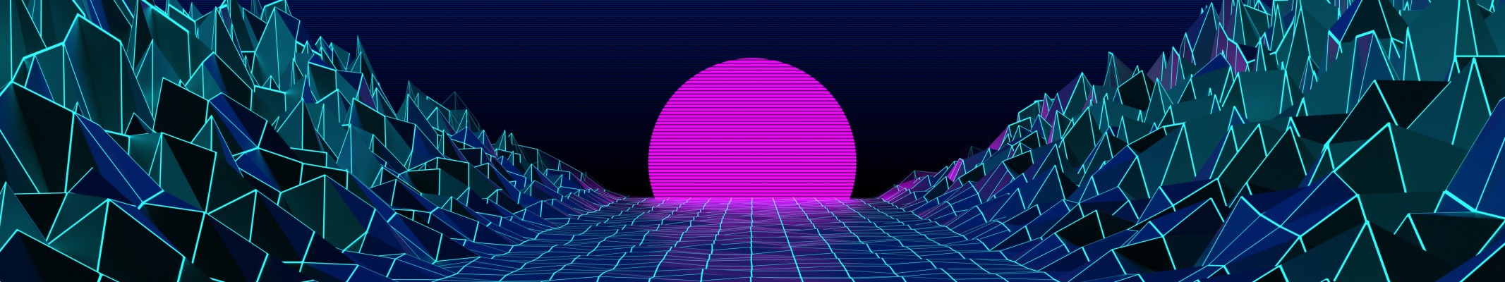 Pink And Blue Retrowave - 5760x1080 Wallpaper - teahub.io