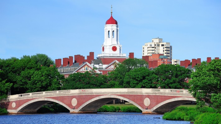 Weeks Bridge And Clock Tower Over Charles River In - John W Weeks ...