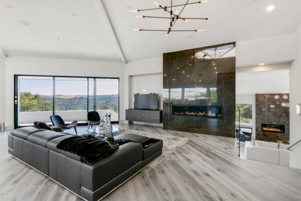 Grey Wallpaper Feature Wall - Modern Grey Feature Wall Living Room ...