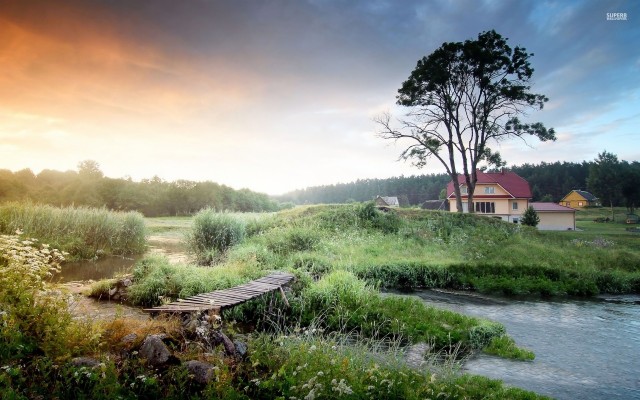 Beautiful House Near River - 5120x2160 Wallpaper - teahub.io
