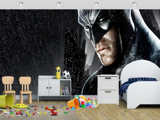 Batman Top Building Night Superhero Wall Mural Kidsroom - Wall Painting ...