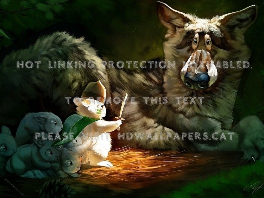 Scared Wolf Rabbit Cartoon Fun Wallpaper - Fantasy Art Wolves ...
