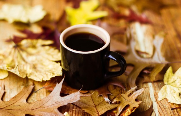 Photo Wallpaper Autumn, Leaves, Background, Tree, Coffee, - Fall Coffee ...