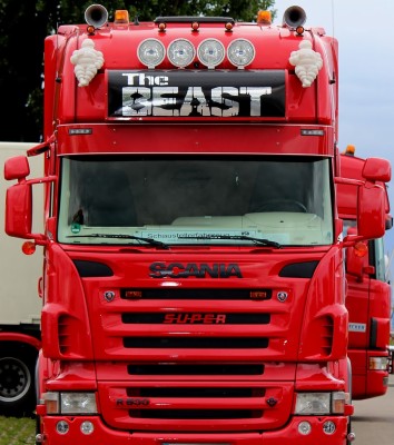Red Scania Semi Truck, Front View, Vehicle, Transport, - Scania Hd ...