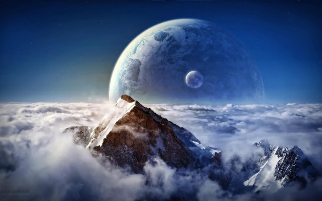 Cool Space Mountain And Moon Background - 2560x1600 Wallpaper - teahub.io