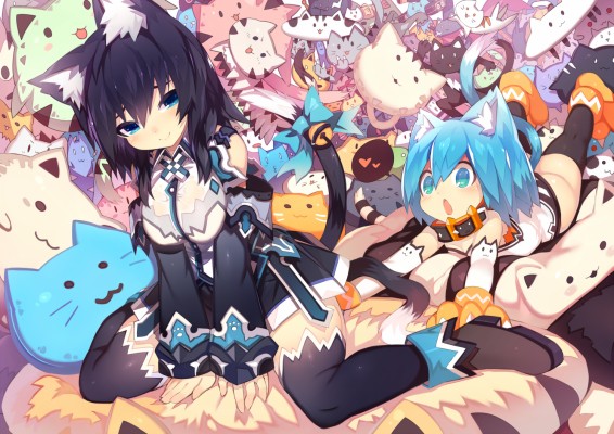 Neko Anime Girl Blue Hair Kawaii - 1500x1060 Wallpaper - teahub.io