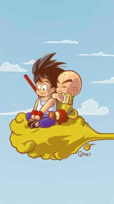 Goku And Krillin Flying Nimbus - 736x1309 Wallpaper - teahub.io