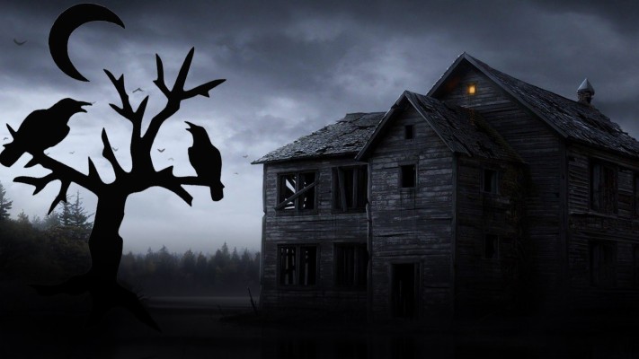 Halloween Crow Wallpaper - Halloween Haunted House Wallpaper Real ...