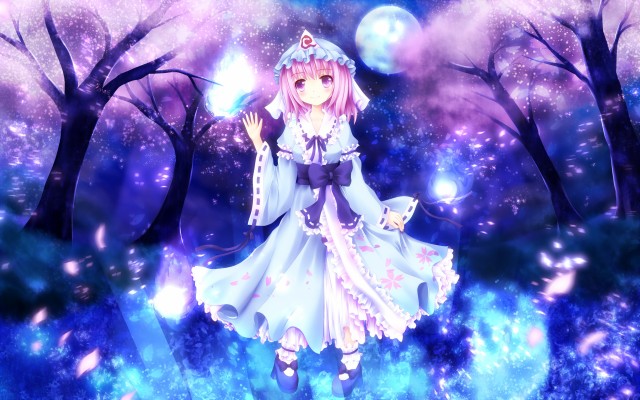 Touhou Yuyuko Saigyouji Pink Hair Purple Eyes Dress - Touhou Perfect ...