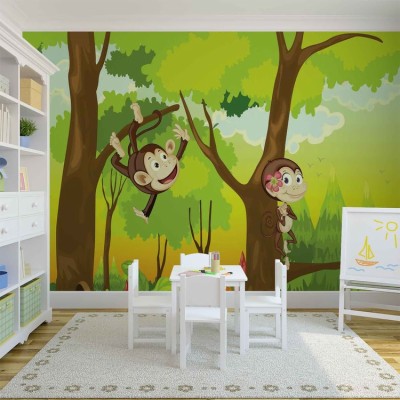 Monkeys Boys Bedroom Wallpaper Mural - Cartoon - 750x750 Wallpaper ...