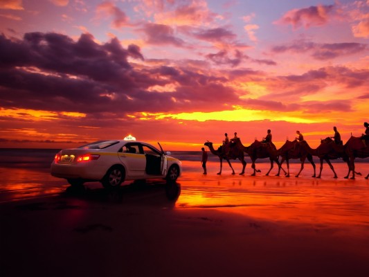 Taxi With Sunset - 1600x1200 Wallpaper - teahub.io