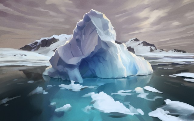 Wallpaper Arctic, Iceberg, Ice, Water, Art Drawing - Arctic Ice Drawing ...
