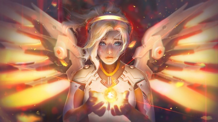 Overwatch, Mercy, Wings, Mech, Tears, Fireball, Sadness - Overwatch ...