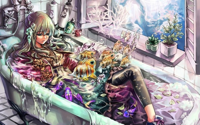 Girl In Tub Anime - 1920x1200 Wallpaper - teahub.io