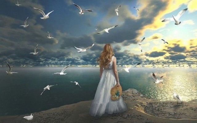 Waiting Wallpapers - Fantasy Girl In The Beach - 1280x800 Wallpaper ...