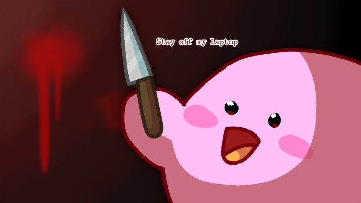 Stay Off My Laptop Cartoon Animated Cartoon Illustration - Kirby With A ...
