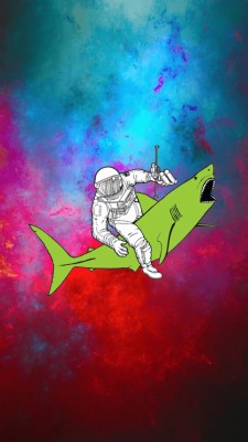 Astronaut Riding A Green Shark - 720x1280 Wallpaper - teahub.io