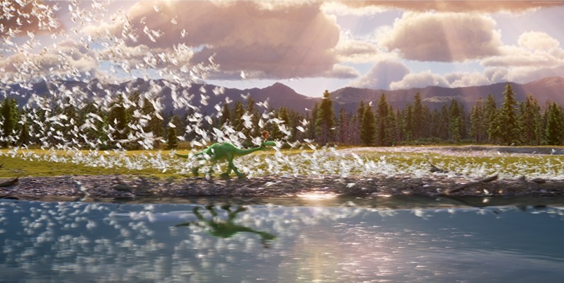 Good Dinosaur Running Through Birds - 1280x642 Wallpaper - teahub.io